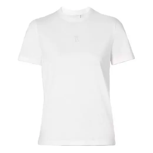 Burberry Monogram Motif Embroidered Logo Cotton Short Sleeve - White