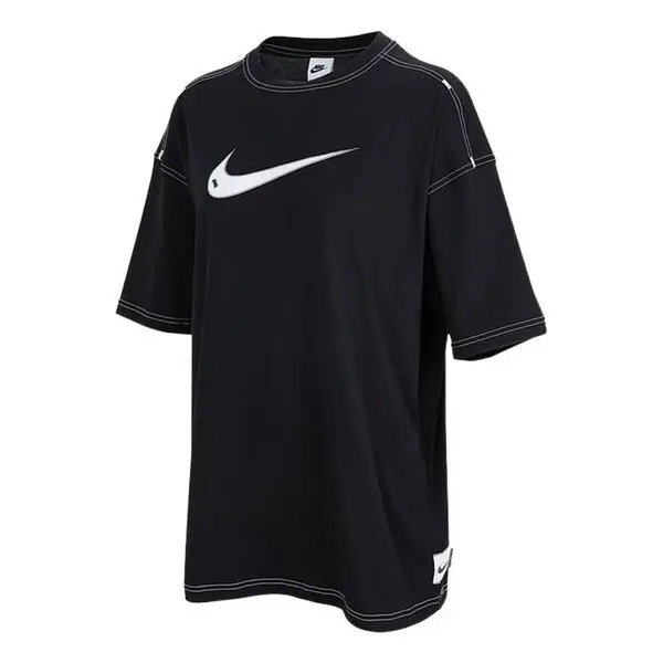 Nike Ss22 Logo Printing Casual Round Neck Short Sleeve Black T-shirt - Default Color