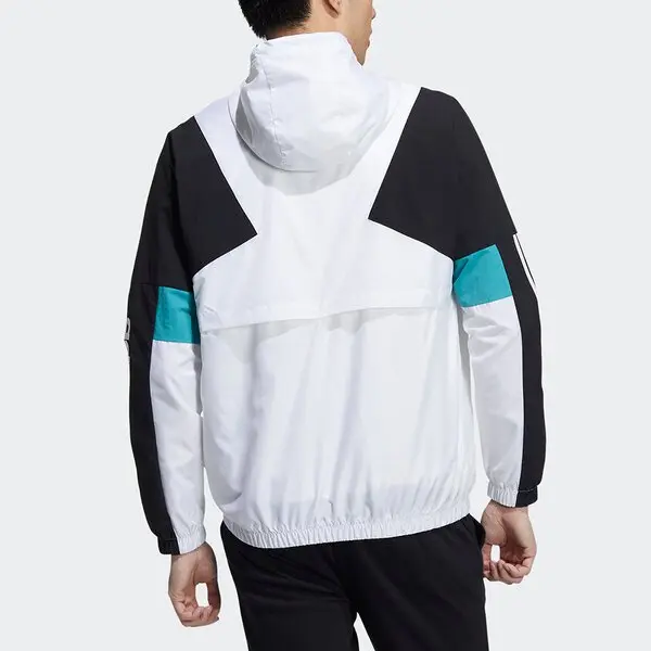 Adidas Neo Logo Embroidered Contrasting Sports Jacket - White