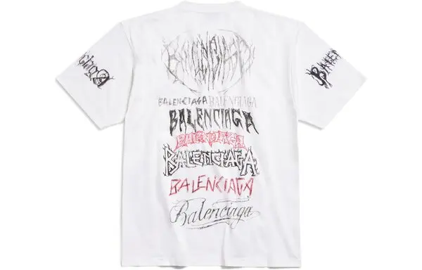 Balenciaga Diy Metal T-shirt 'white Black Red - White/black/red