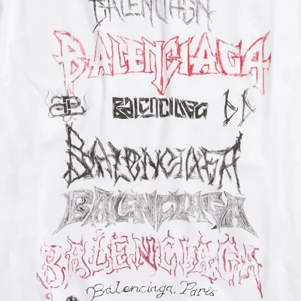 Balenciaga Diy Metal T-shirt 'white Black Red - White/black/red