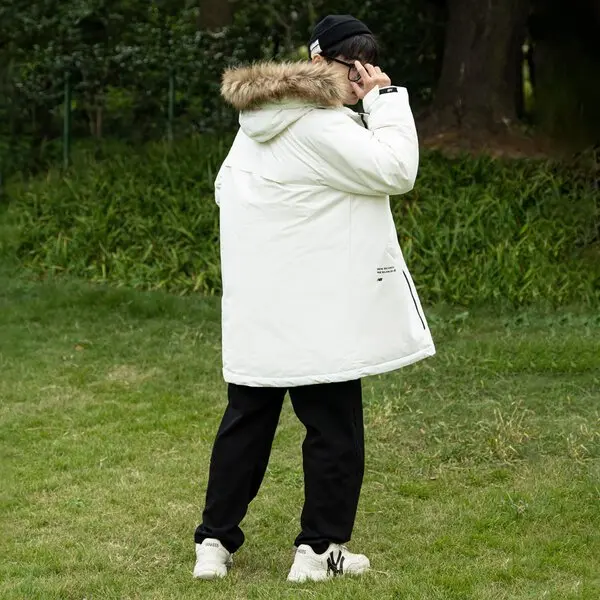 NEW BALANCE Long Puff Down Jacket With Fur Hood