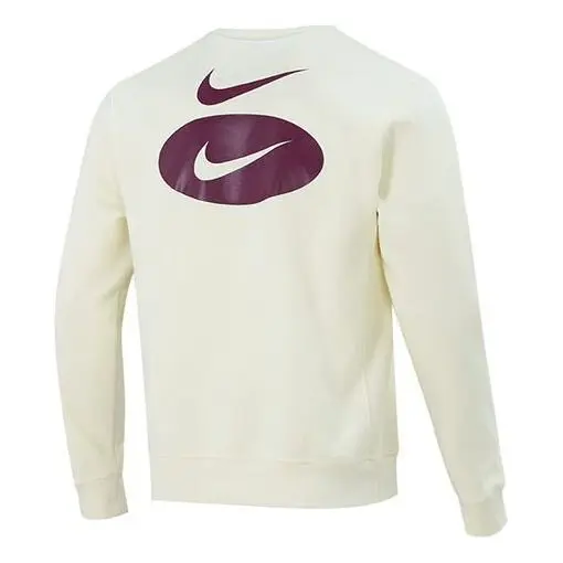 Nike As Nsw Sl Bb Crew Casual Sports Fleece Lined Round Neck Long Sleeves - Ivory