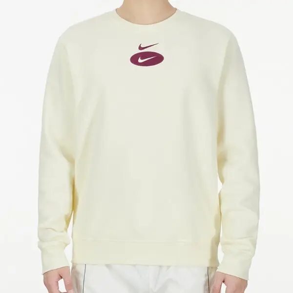 Nike As Nsw Sl Bb Crew Casual Sports Fleece Lined Round Neck Long Sleeves - Ivory