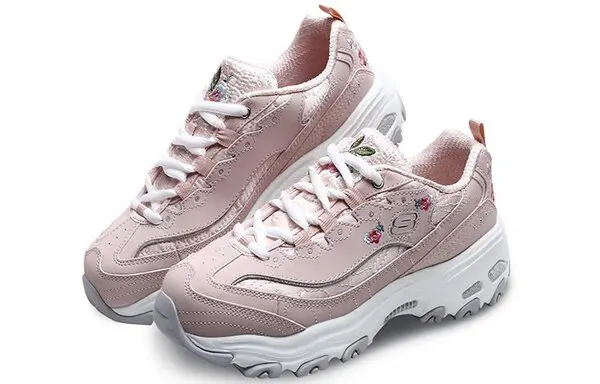 Sketchers D'lites 1.0 Embroidered Sneakers - Light Pink