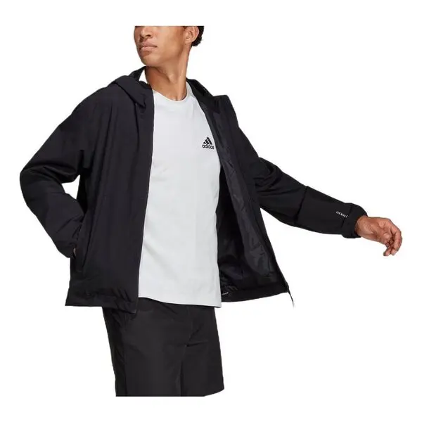Adidas Solid Color Logo Hooded Jacket - Multi-color