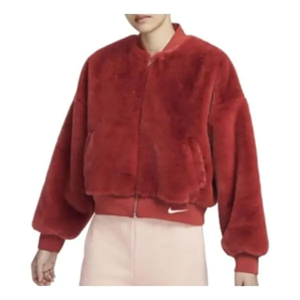 Nike Reversible Faux Fur Bomber Jacket - Red