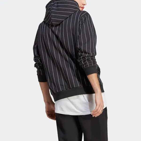 Adidas Pinstripe Fleece Hoodie 'black White