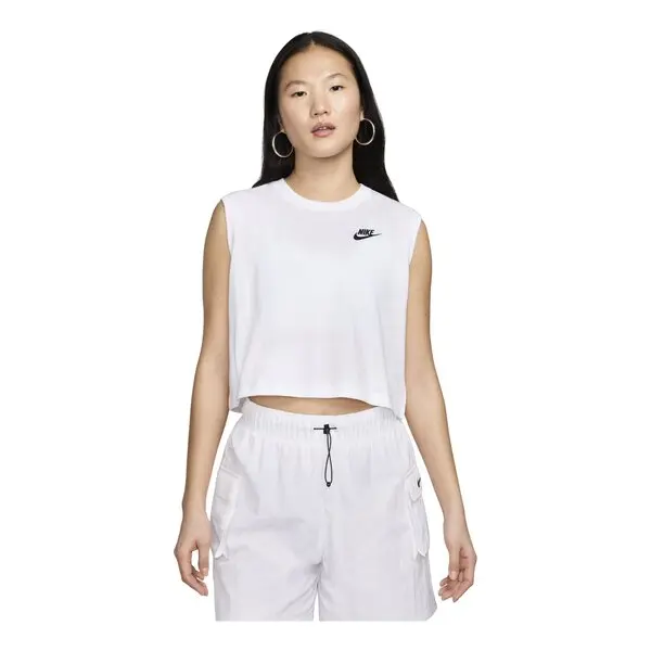 Nike Club Sleeveless Cropped Top - White