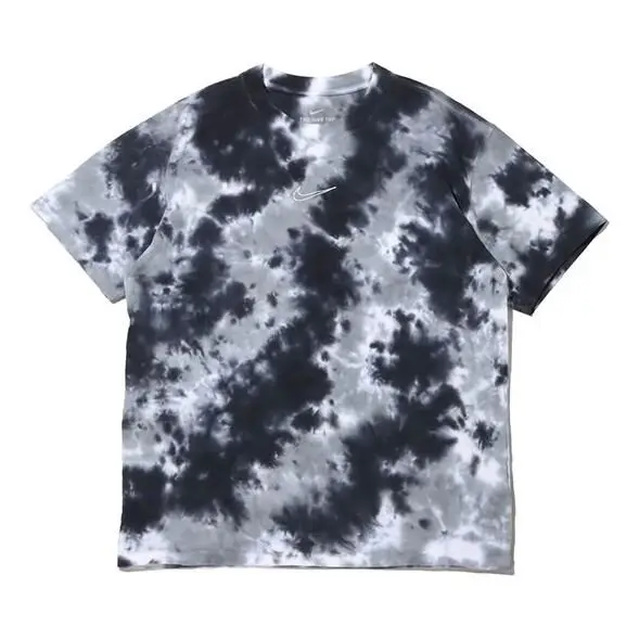 Nike Sports Loose Tie Dye Printing Round Neck Short Sleeve Gray - Grey