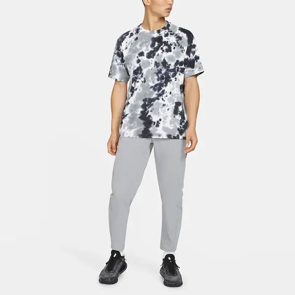 Nike Sports Loose Tie Dye Printing Round Neck Short Sleeve Gray - Grey