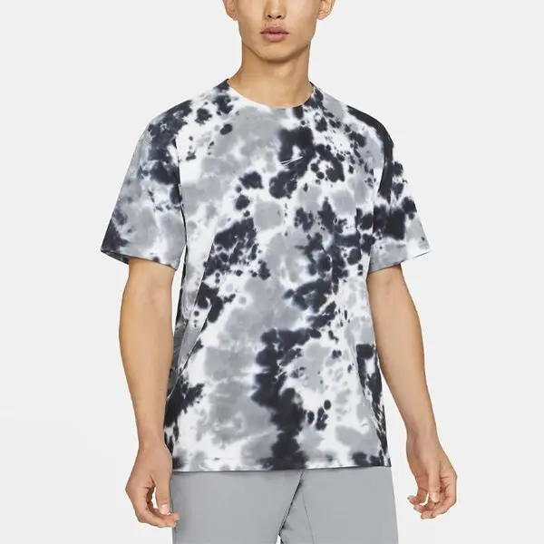 Nike Sports Loose Tie Dye Printing Round Neck Short Sleeve Gray - Grey