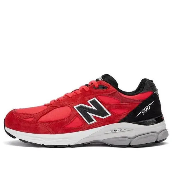 NEW BALANCE 990v3 Made In Usa Suede Sneakers - Red/black/gray
