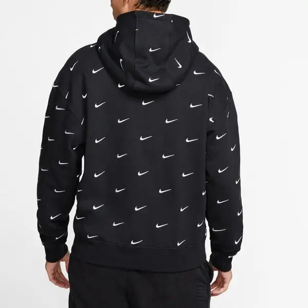 Nike All Over Swoosh Logo Hoodie - Black
