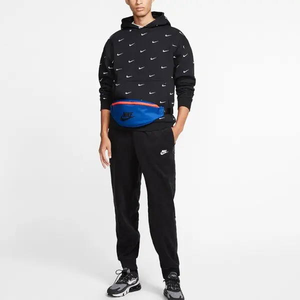 Nike All Over Swoosh Logo Hoodie - Black