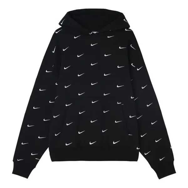 Nike All Over Swoosh Logo Hoodie - Black
