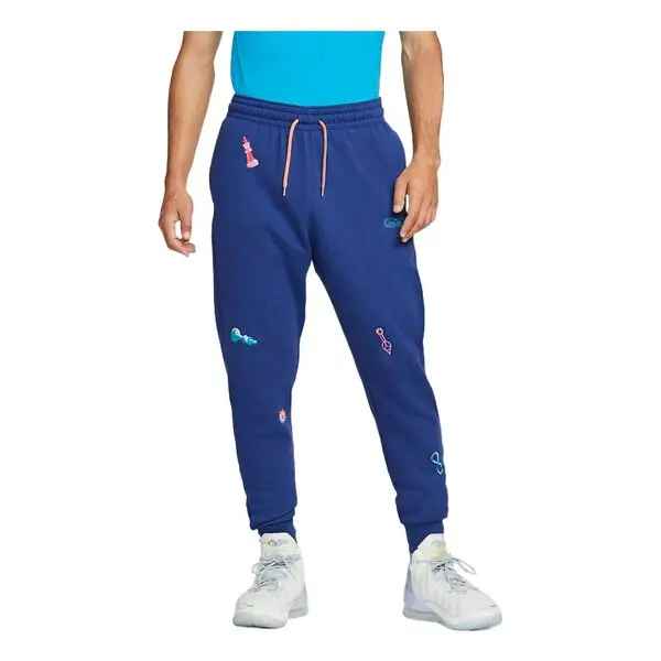 Nike Pattern Printing Elastic Waistband Bundle Feet Sports Pants Blue - Default Colorway