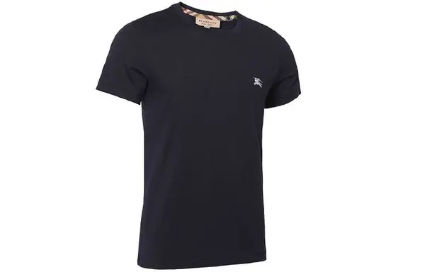 Burberry Logo Round Neck Short Sleeve Navy Blue - Dark Blue