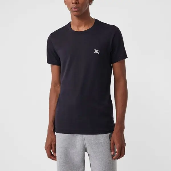 Burberry Logo Round Neck Short Sleeve Navy Blue - Dark Blue