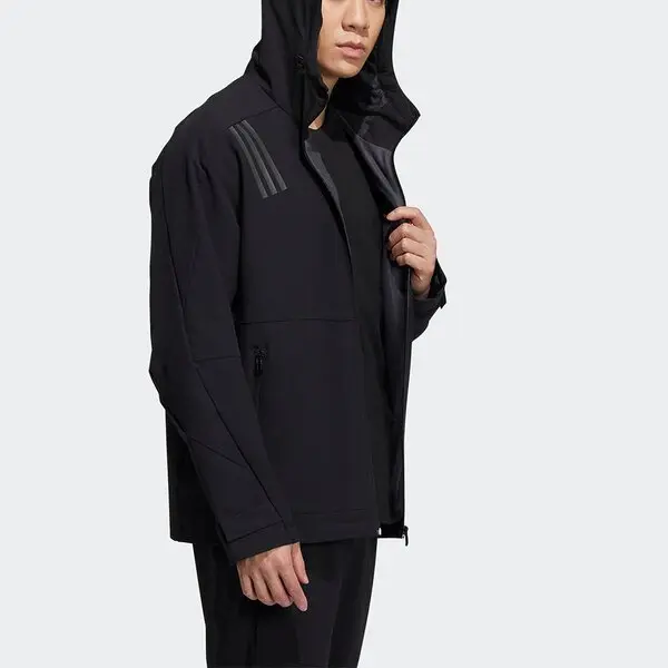 Adidas Hooded Logo Printing Sports Jacket