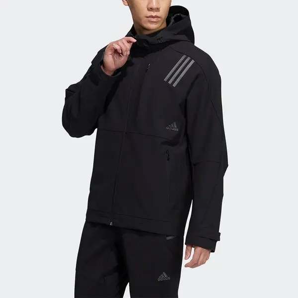 Adidas Hooded Logo Printing Sports Jacket