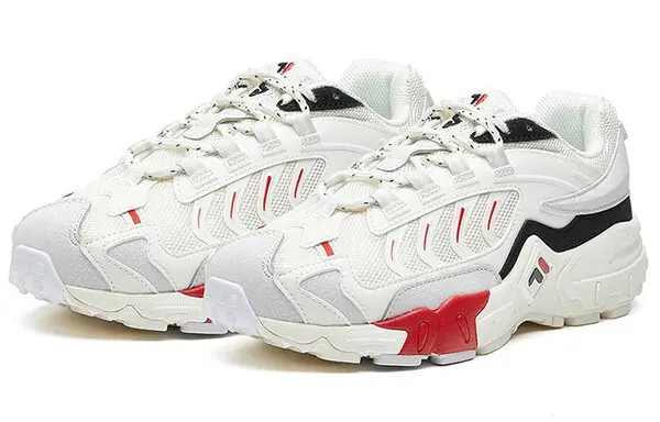 FILA Retro Running Sneakers - White/red/black