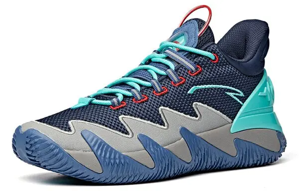 ANTA Athletic Lace-up High-top Sneakers - Blue/grey/red