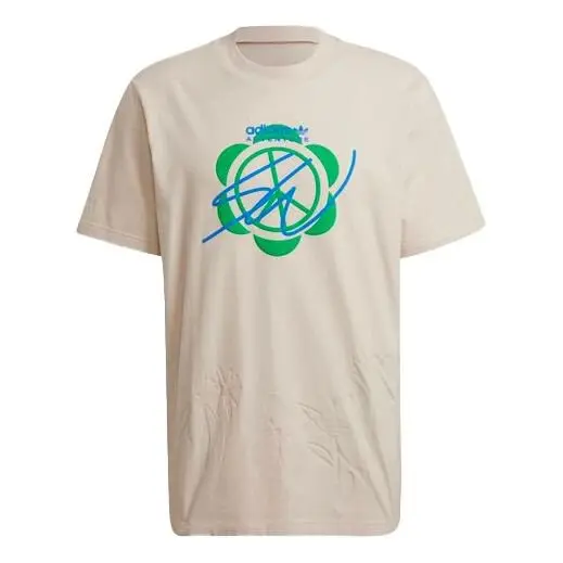 Adidas Originals Casual Round Neck Printing Short Sleeve Beige - Default Color