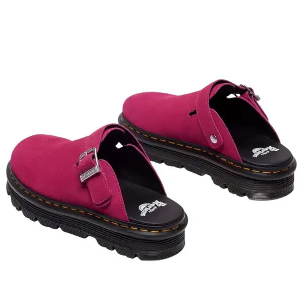 Dr. Martens Zebzag Suede Mules - Fuchsia Pink