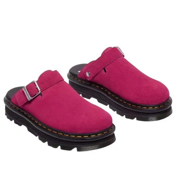 Dr. Martens Zebzag Suede Mules - Fuchsia Pink