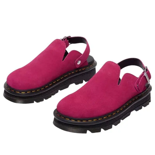 Dr. Martens Zebzag Suede Mules - Fuchsia Pink