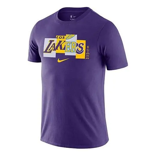 Nike Lakers Casual Printing Round Neck Short Sleeve T-shirt - Purple