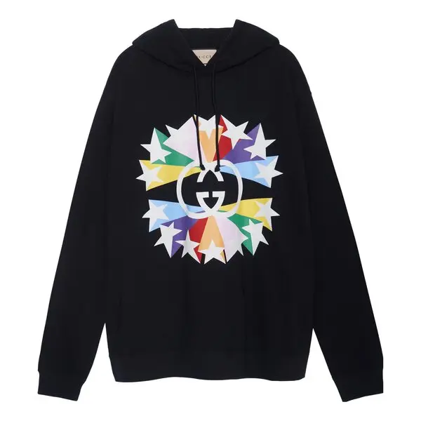 Gucci Full Print Interlock Double G Hoodie - Black