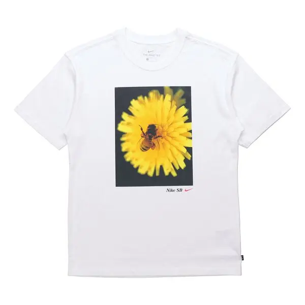 Nike Skateboard Sports Casual Daisy Print Crew-neck Short Sleeve - White
