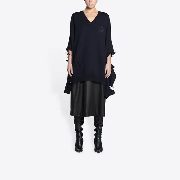 Balenciaga Destroyed V-neck Knit Sweater