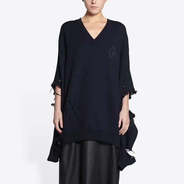 Balenciaga Destroyed V-neck Knit Sweater