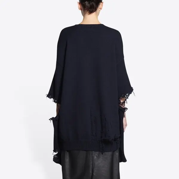 Balenciaga Destroyed V-neck Knit Sweater