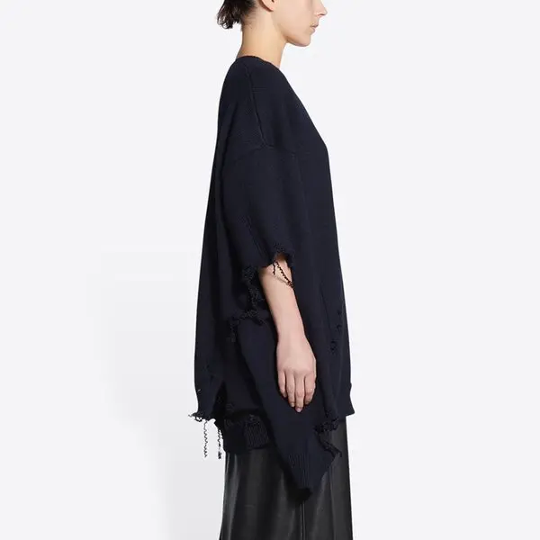 Balenciaga Destroyed V-neck Knit Sweater
