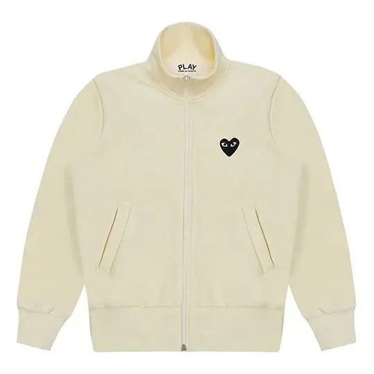 Play Comme Des Garcon Full Zip Sweatshirt With Heart Logo - Off/white