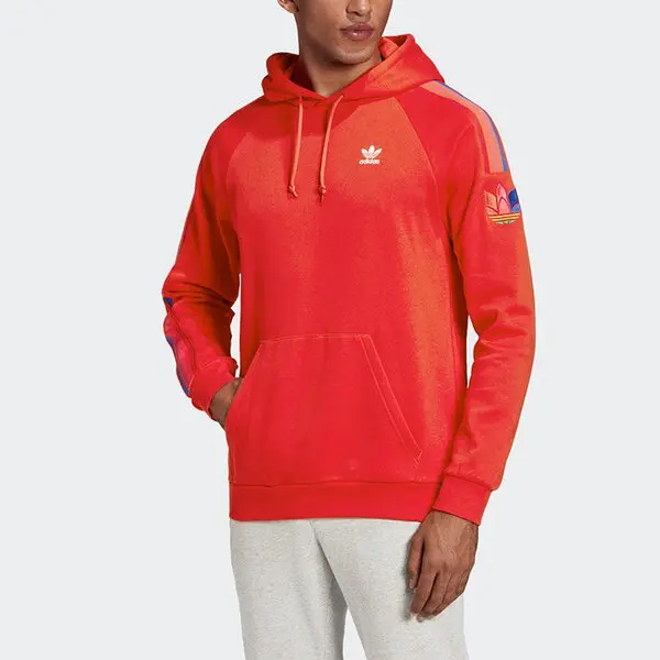 Adidas Originals 3dtf 3 Stripe Hooded Sweatshirt - Pinkred