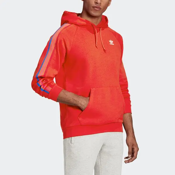 Adidas Originals 3dtf 3 Stripe Hooded Sweatshirt - Pinkred
