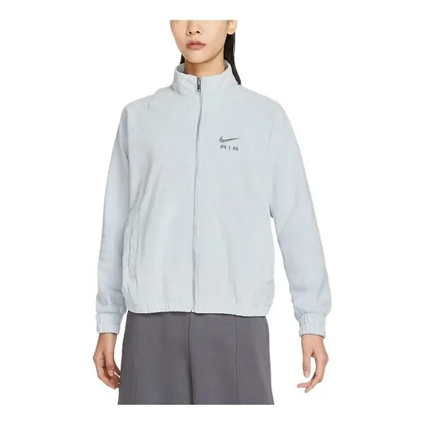 Nike Logo Corduroy Full-zip Stand Collar Jacket - Grey