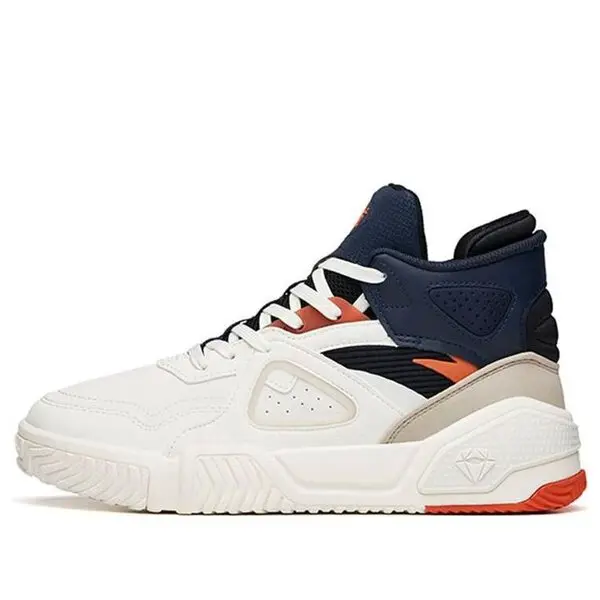 ANTA Life Series High Top Lace-up Sneakers - White/black/orange