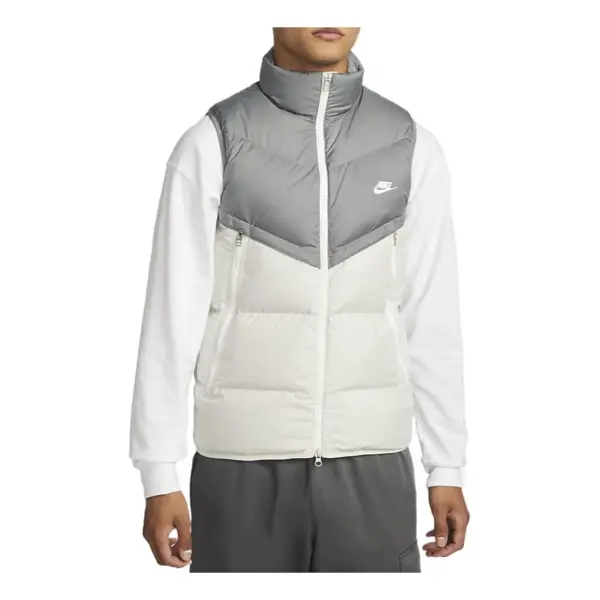 Nike Down Vest With Stand Collar - Grey/multi-color