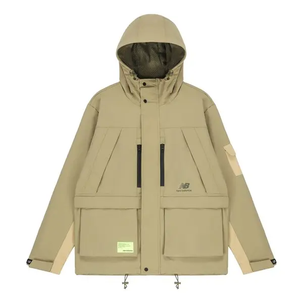 NEW BALANCE Multiple Pockets Woven Hooded Jacket - Khaki