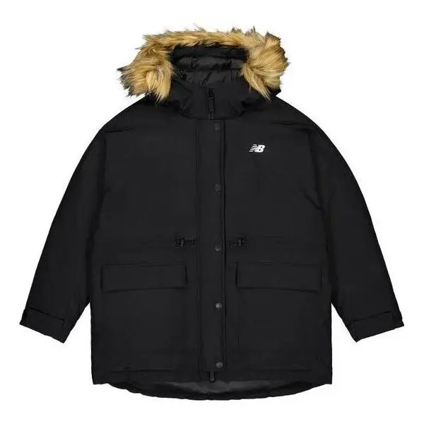 NEW BALANCE Warm Mid-down Jacket With Faux Fur Trim - Black