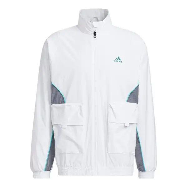 Adidas Logo Printing Pattern Splicing Stand Collar Zipper Jacket - Default Colorway