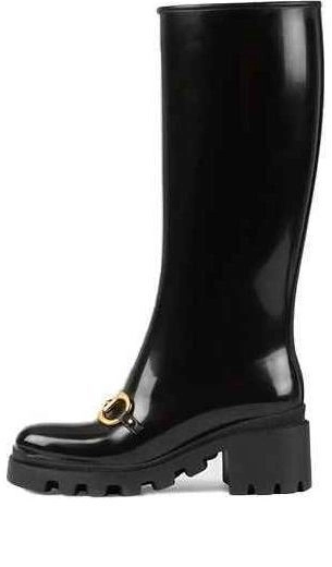 Gucci Rubber Horsebit Tall Boots - Black