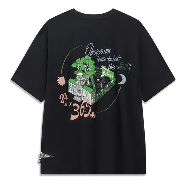LI-NING Badfive Graphic T-shirt 'black - Black/multi-color