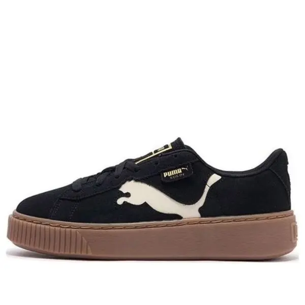 PUMA Suede Platform Cutout Sneakers - Black/white/brown